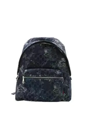 Gucci 2016-2026 Gg Denim Front Zip Camouflage Backpack - Blue