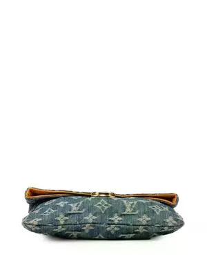 LOUIS VUITTON 2006 Monogram Denim Pochette Plate Clutch Bag