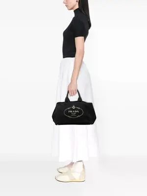 Prada 2013-2026 Large Canvas Canapa Logo Tote Satchel