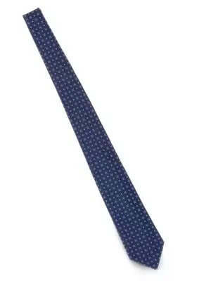 Kiton Micro-geometric Silk Tie - Blue