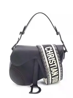 Dior Leather Mini Saddle Shoulder Bag With D-initial Charm - Black