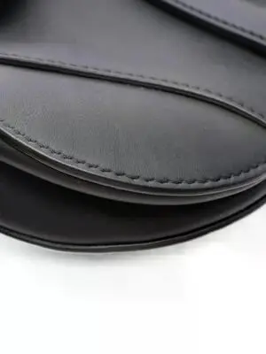 Dior Leather Mini Saddle Shoulder Bag With D-initial Charm - Black