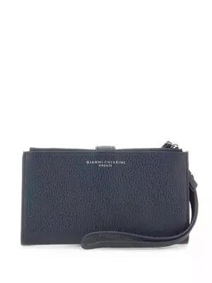 GIANNI CHIARINI Dollaro Pebbled Leather Wallet - Blue