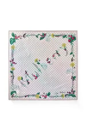 Mulberry Floral-print Gingham Silk Scarf - Pink