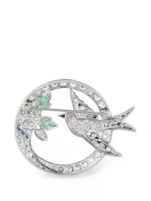 LB EXCLUSIVE Diamond And Emerald Bird Brooch