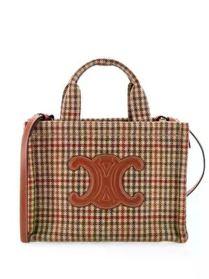 Celine Cabas Thais Tweed Small Tote Bag - Brown