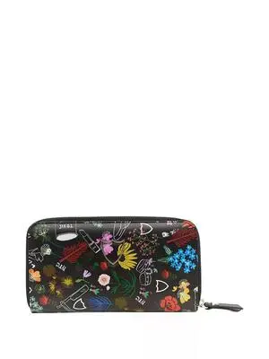 HTC LOS ANGELES Dirty Flowers Leather Wallet - Black