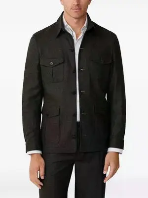 HACKETT LONDON Herringbone-pattern Jacket - Green