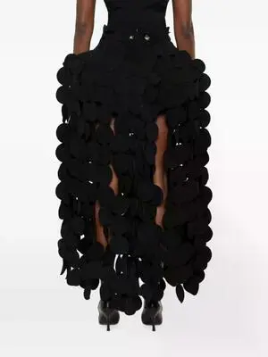 A.W.A.K.E. Mode Circle Appliqué Midi Skirt - Black