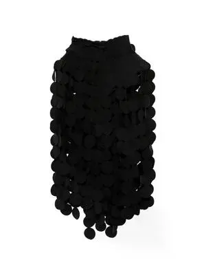 A.W.A.K.E. Mode Circle Appliqué Midi Skirt - Black