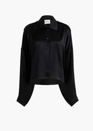 Khaite Bodine Silk Charmeuse Blouse - Black