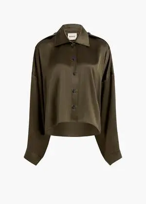 Khaite KHAITE Bodine Silk Charmeuse Shirt Dark Olive