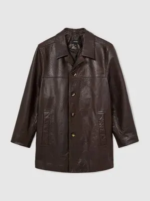 REISS Wilson Leather Trench Jacket