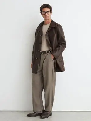 REISS Wilson Leather Trench Jacket