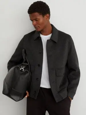 REISS Deluca Wool-blend Flap-pocket Bomber Jacket