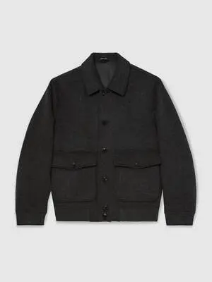 REISS Deluca Wool-blend Flap-pocket Bomber Jacket