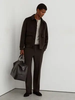REISS Wool-blend Flap-pocket Bomber Jacket - Chocolate Brown