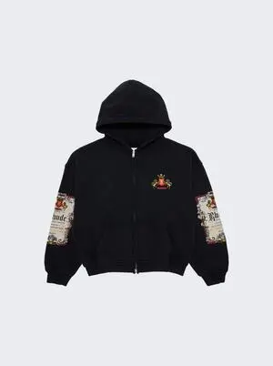 Rhude Bordeaux Reserve Zip-up Hoodie Vintage And White - Black