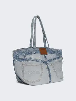 Alexander Wang Punch Denim Frayed Tote Bag