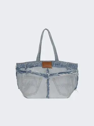 Alexander Wang Punch Denim Frayed Tote Bag - Blue