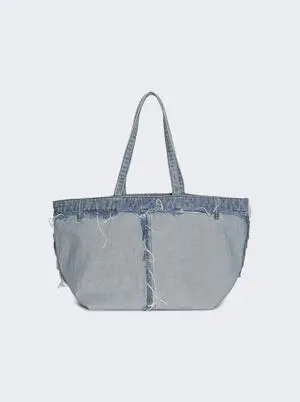 Alexander Wang Punch Denim Frayed Tote Bag