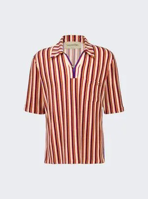 Valentino Garavani Terry Polo Shirt Multicolor Stripes - Multi