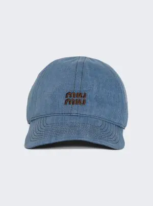 Miu Miu Denim Baseball Cap And Brandy - Blue