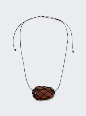 HEAVEN MAYHEM Julia Net Necklace Wood Pendant - Black