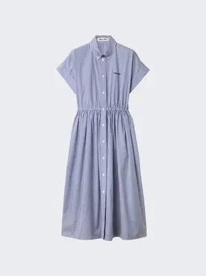 Miu Miu Vertical Stripe Poplin Midi Dress