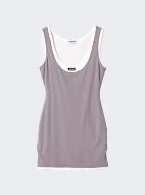 Miu Miu Stretch Jersey Mini Dress Steel