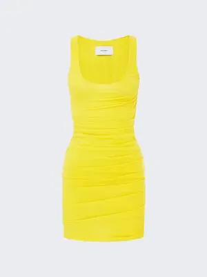 Alex Perry Ruched Singlet Mini Dress In Power Mesh - Yellow