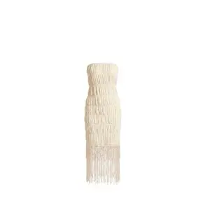 COLLECTED XX Strapless Midi Dress With Tassel Hem