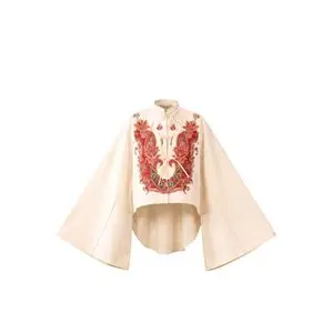 COLLECTED XX White Kimono Shirt With Red Paisley Print