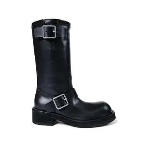 ANN DEMEULEMEESTER Leather Buckle Detail Boots - Black