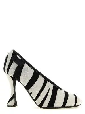 Moschino Zebra Pony Hair Pumps With Sculptural Heel - Multicolor