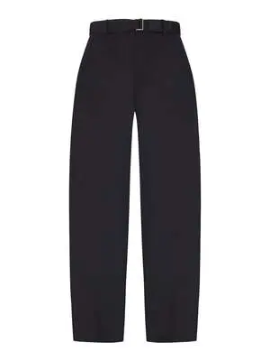 Sacai Wide-leg Wool-blend Trousers With Belt - Black