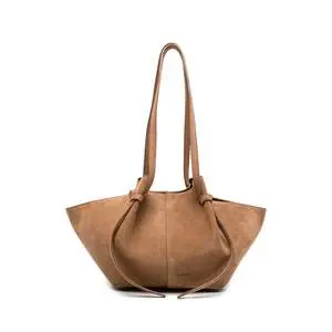 Yuzefi Suede Gathered Shoulder Bag - Brown