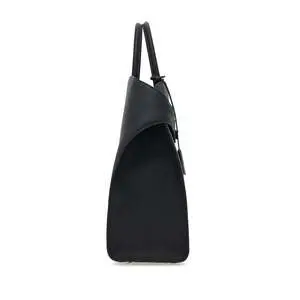 FERRAGAMO Leather Tote Bag With Logo Print And Clasp Fastening - Black