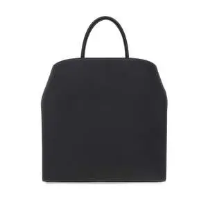 FERRAGAMO Leather Tote Bag With Logo Print And Clasp Fastening - Black