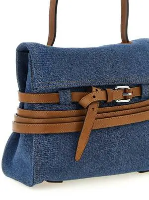Moschino Tie Me' Denim Handbag With Leather Belts