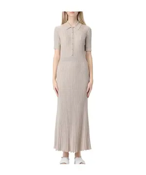 Gabriela Hearst Knitted Short-sleeved Dress - Gray