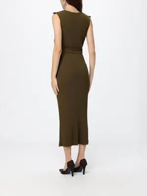 Max Mara Ribbed Knit Dress With Tie Detail - Green