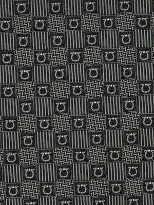 FERRAGAMO Gancini Silk Jacquard Tie - Gray