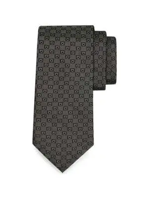 FERRAGAMO Gancini Silk Jacquard Tie - Gray