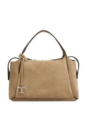 TOD'S Suede Bag With Silver-tone T Timeless Pendant - Multicolor