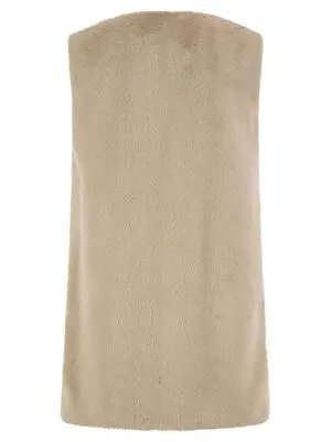 Herno Long Faux Fur-effect Gilet - Cream