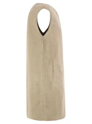 Herno Long Faux Fur-effect Gilet - Cream