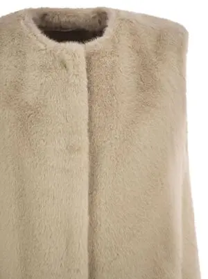 Herno Long Faux Fur-effect Gilet - Cream