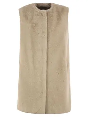 Herno Long Faux Fur-effect Gilet - Cream