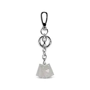 MAISON MARGIELA Tone Playing Card Charm Keychain - Silver